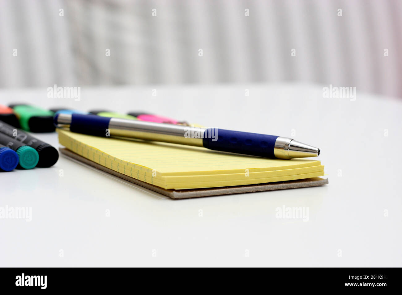 Pen Notebook and markers Stock Photo - Alamy