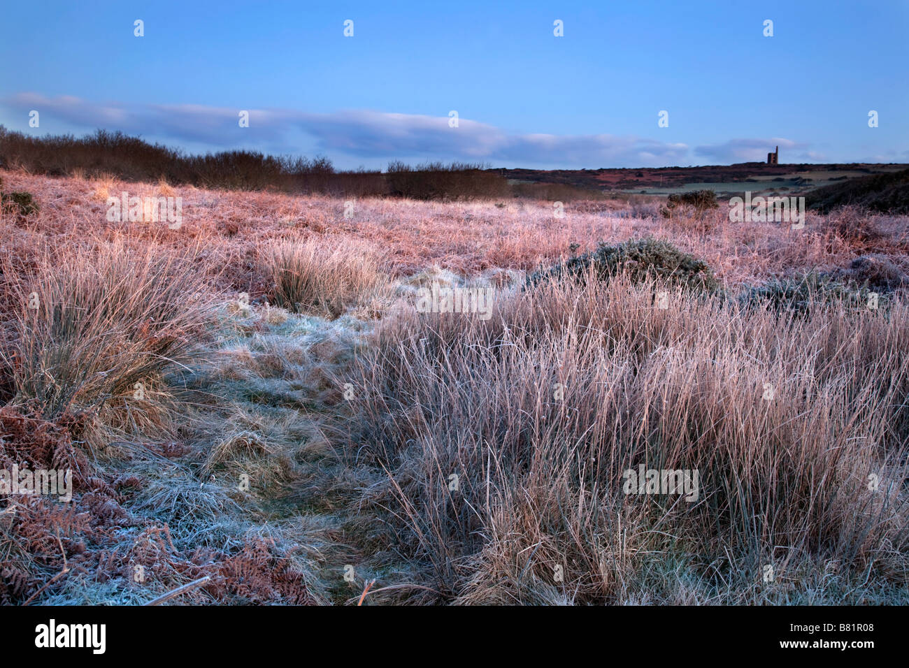 ding dong mine in frost winter cornwall Stock Photo - Alamy