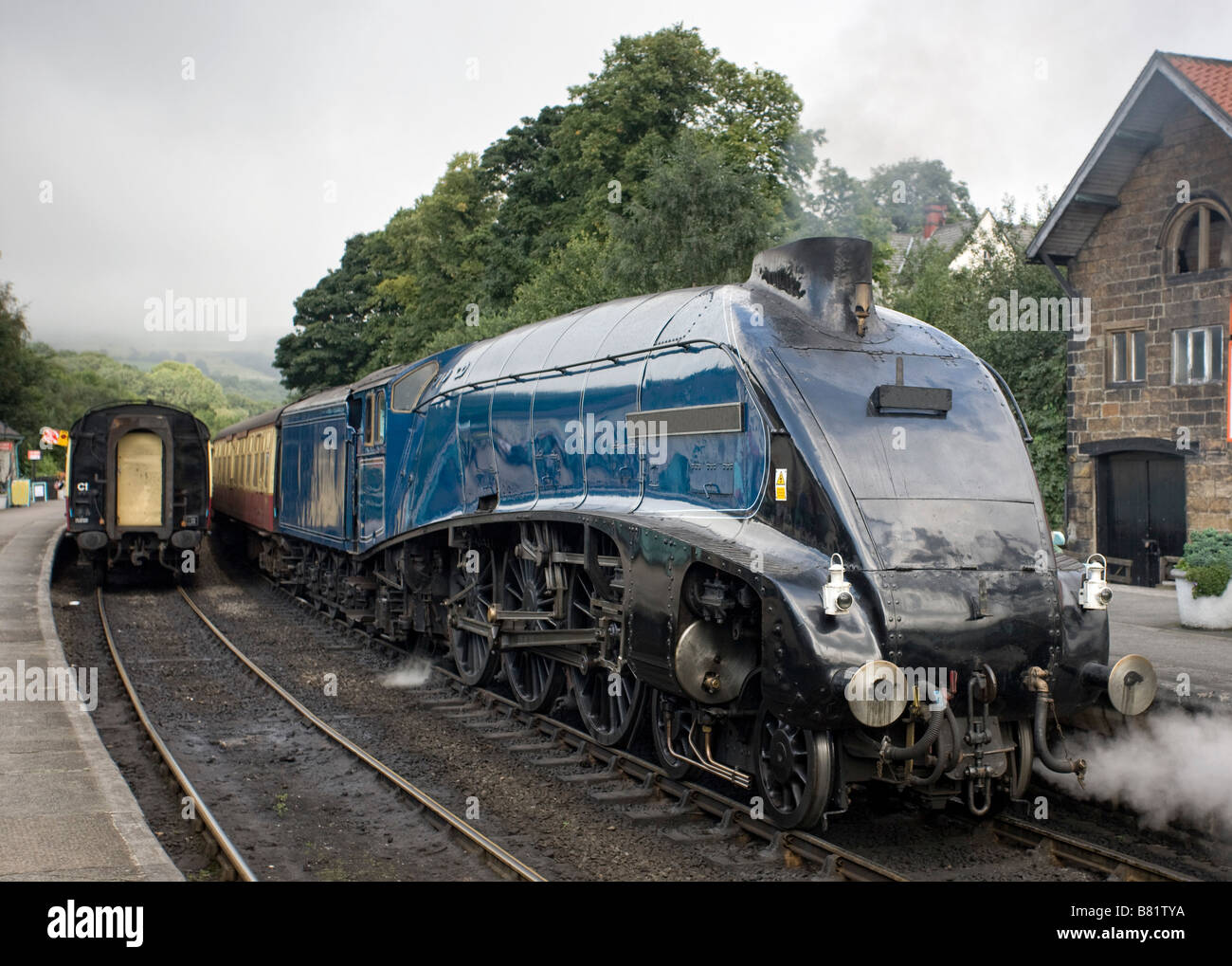 Sir Nigel Gresley steam locomotive, North Yorkshire, England Stock ...