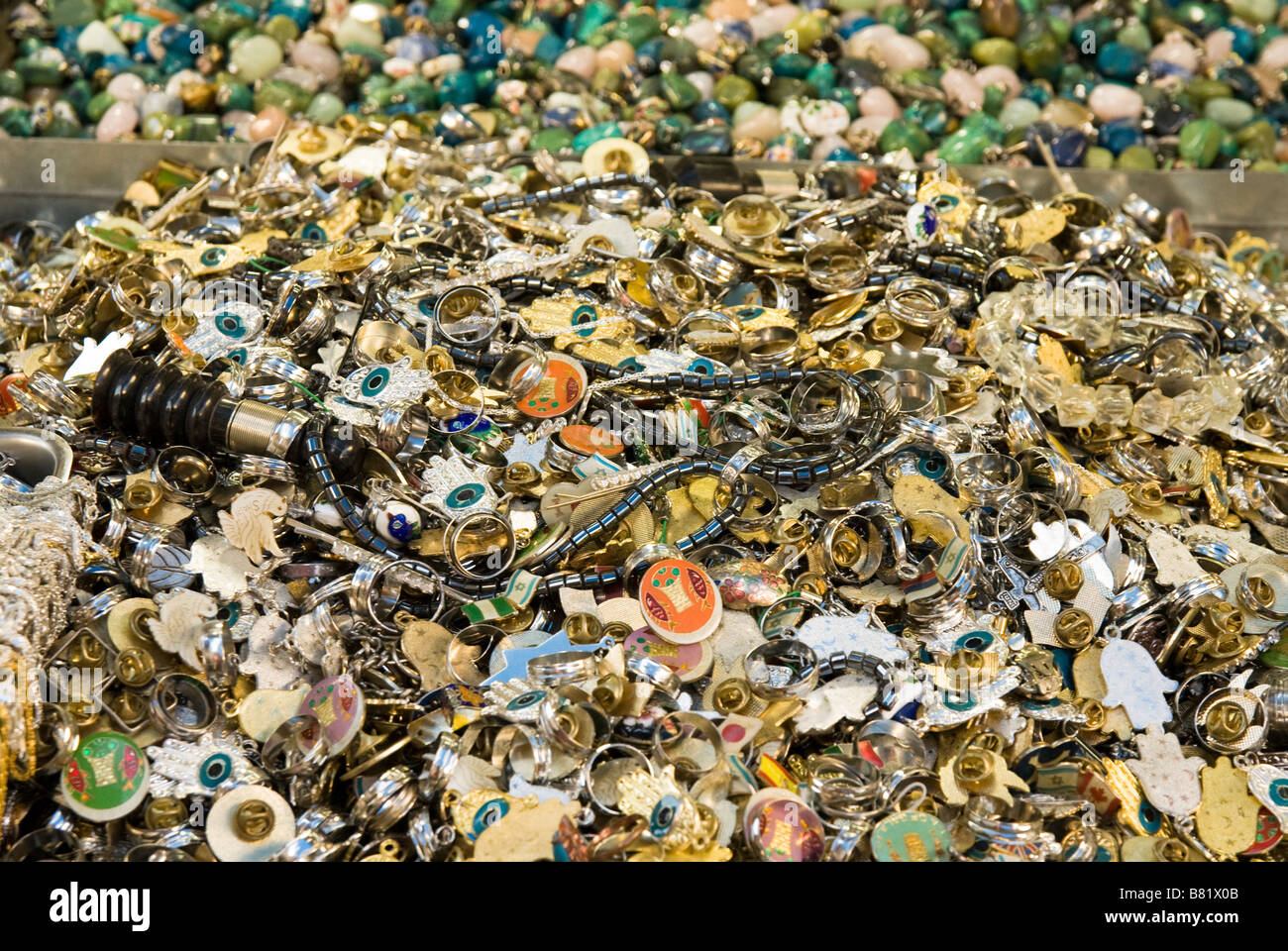 a pile of beads Jewelry and trinkets in a flea market Stock Photo - Alamy