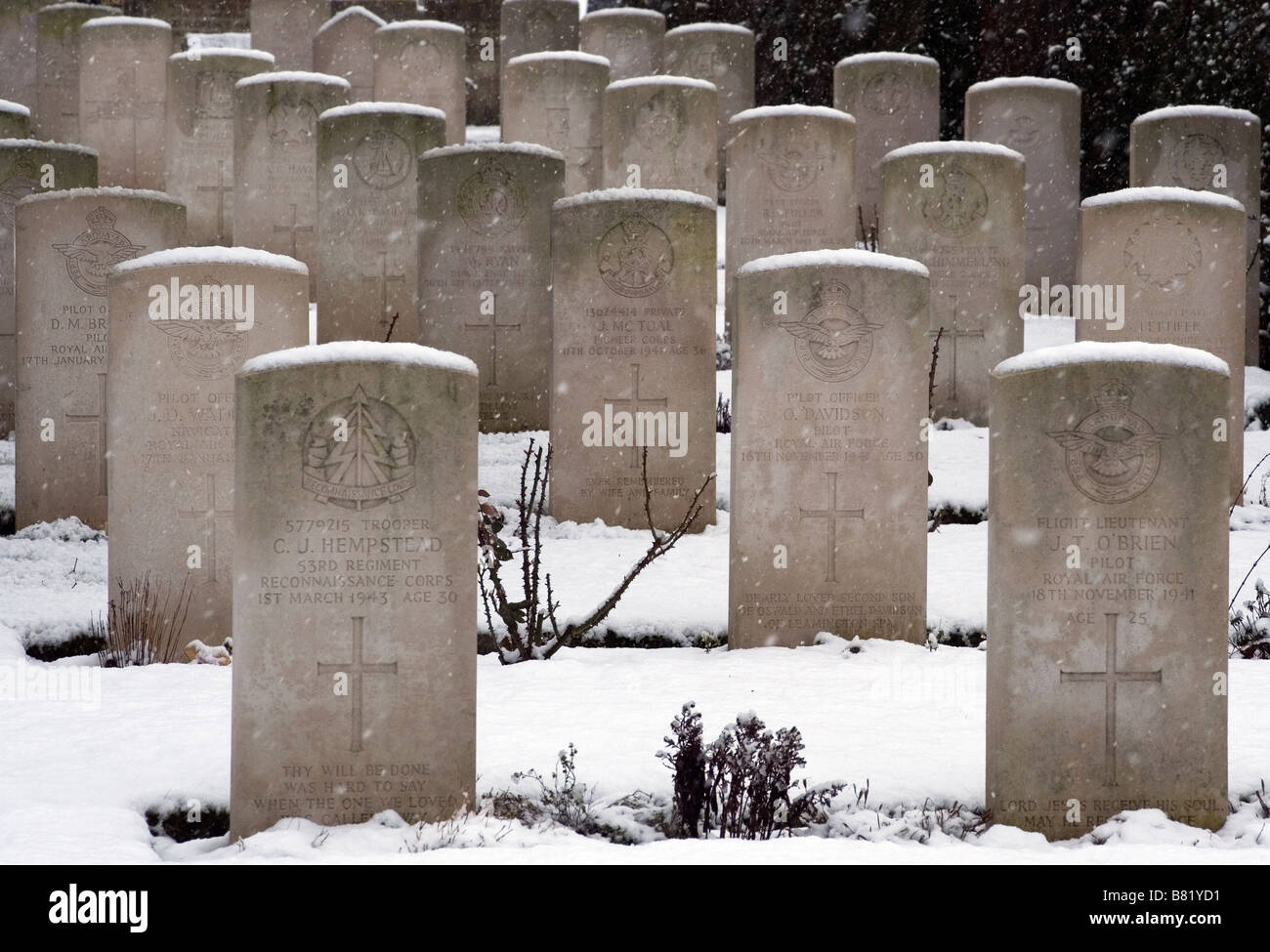 Snow quiet silence Cambridge CWGC Commonwealth War Graves Commission ...