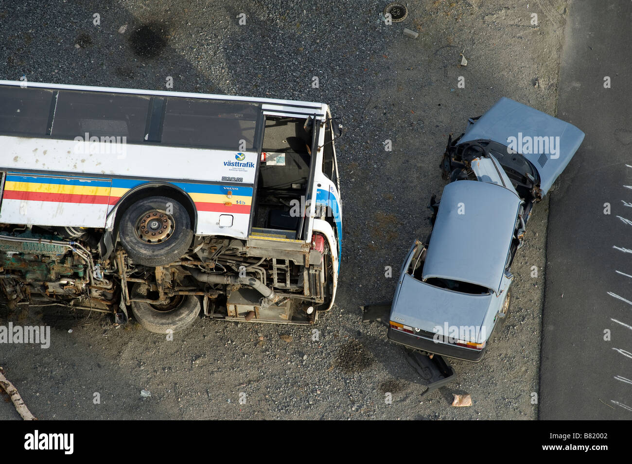 car and bus wrack, Sweden Stock Photo - Alamy
