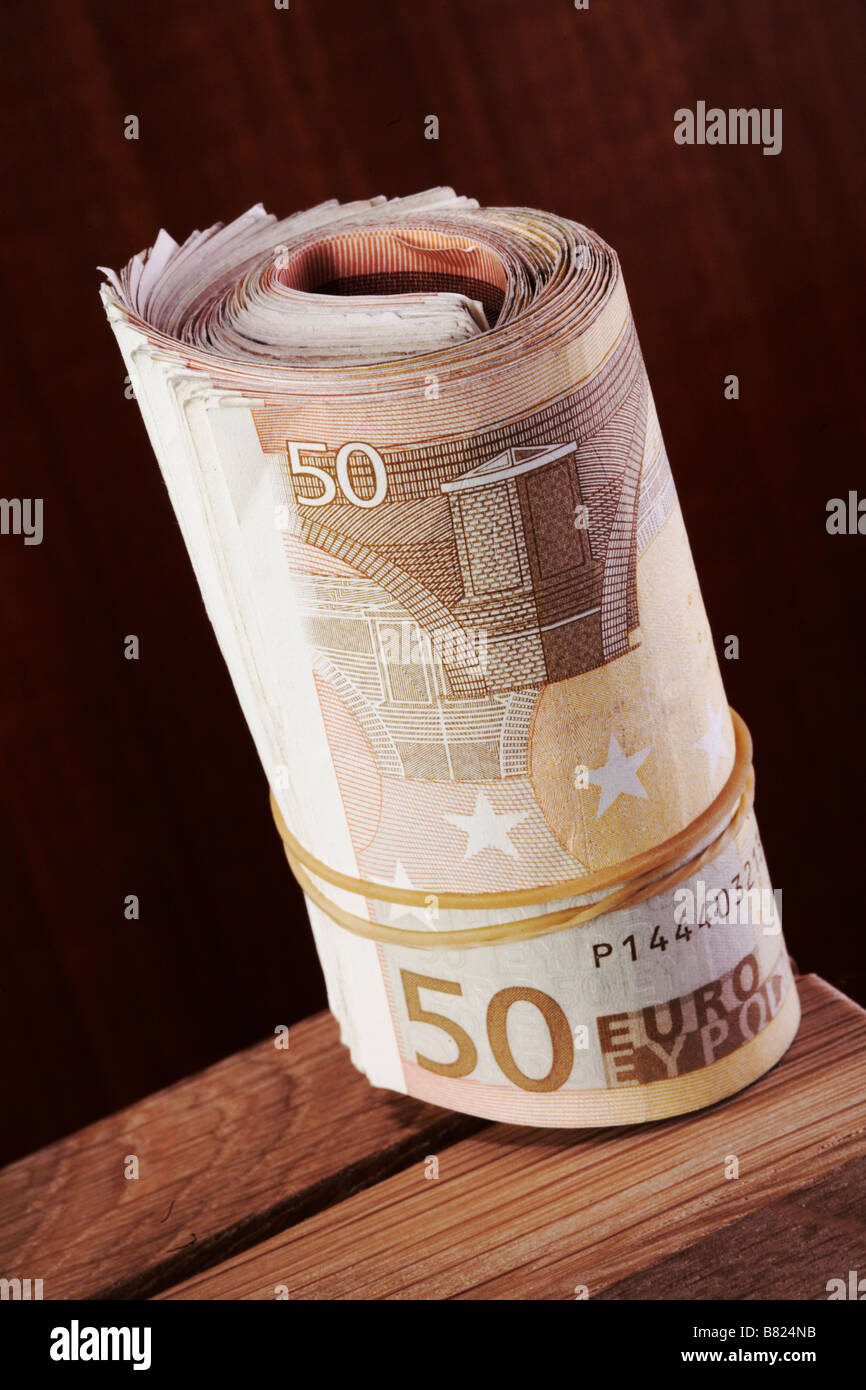 Roll of European Currency Stock Photo - Alamy