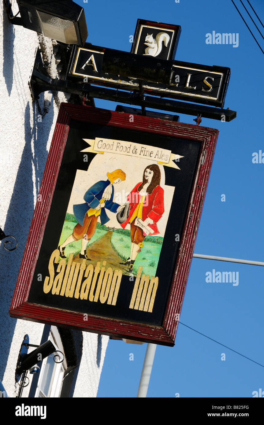 Stock photo of a traditional English pub sign for the Salutation Inn ...