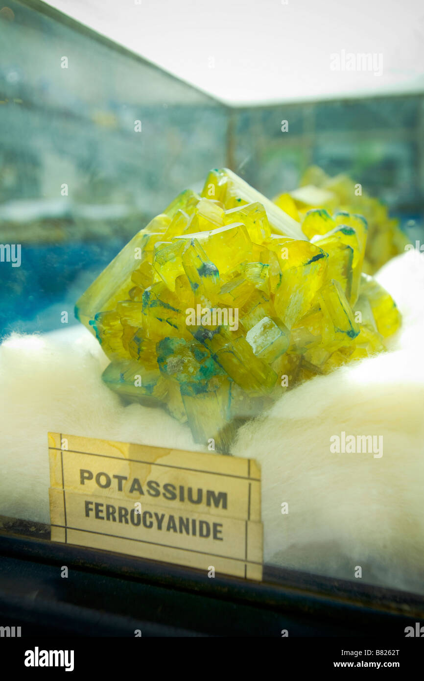 potassium ferrocyanide crystal in showcase Stock Photo - Alamy