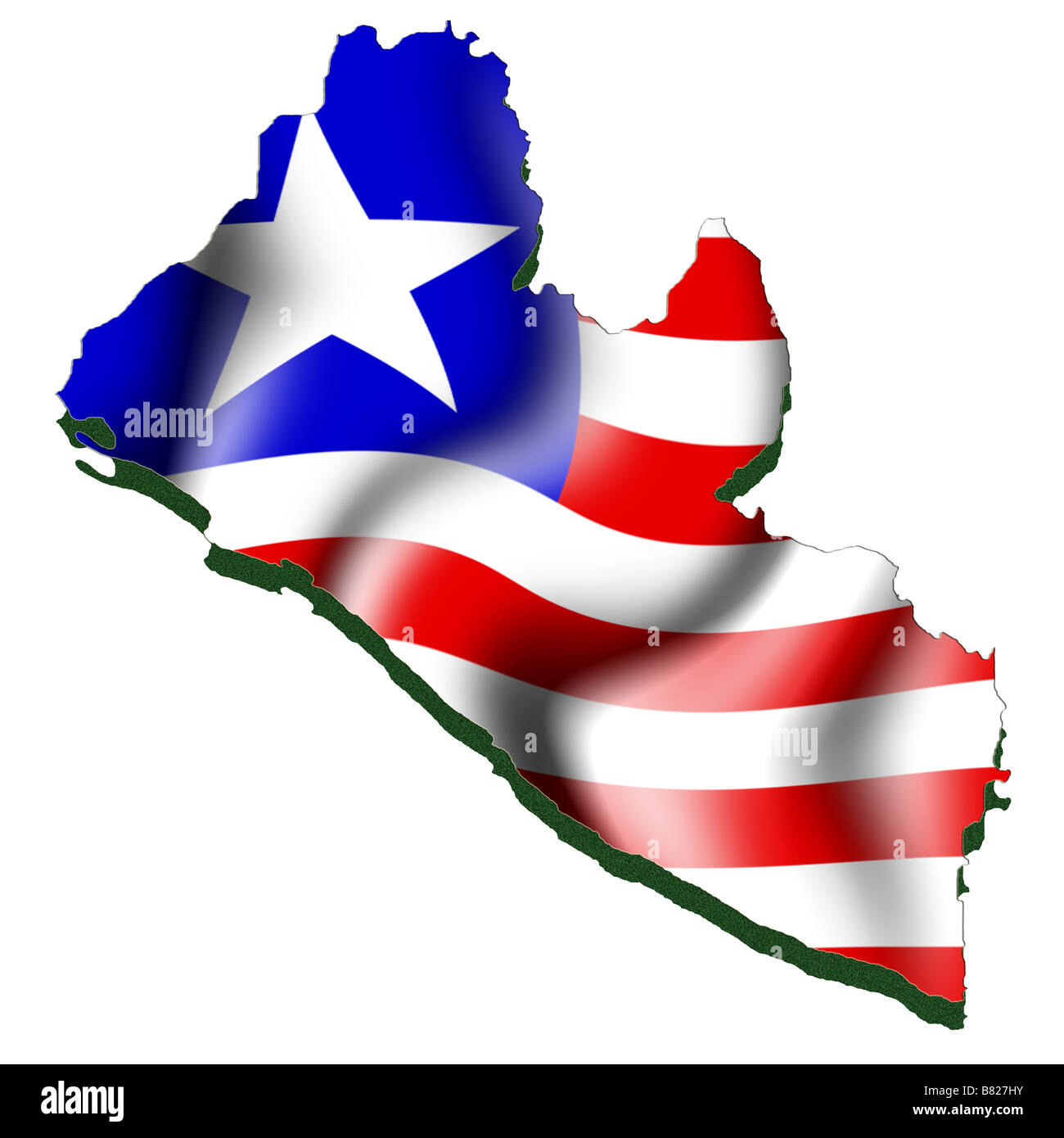Outline map and flag of Liberia Stock Photo - Alamy