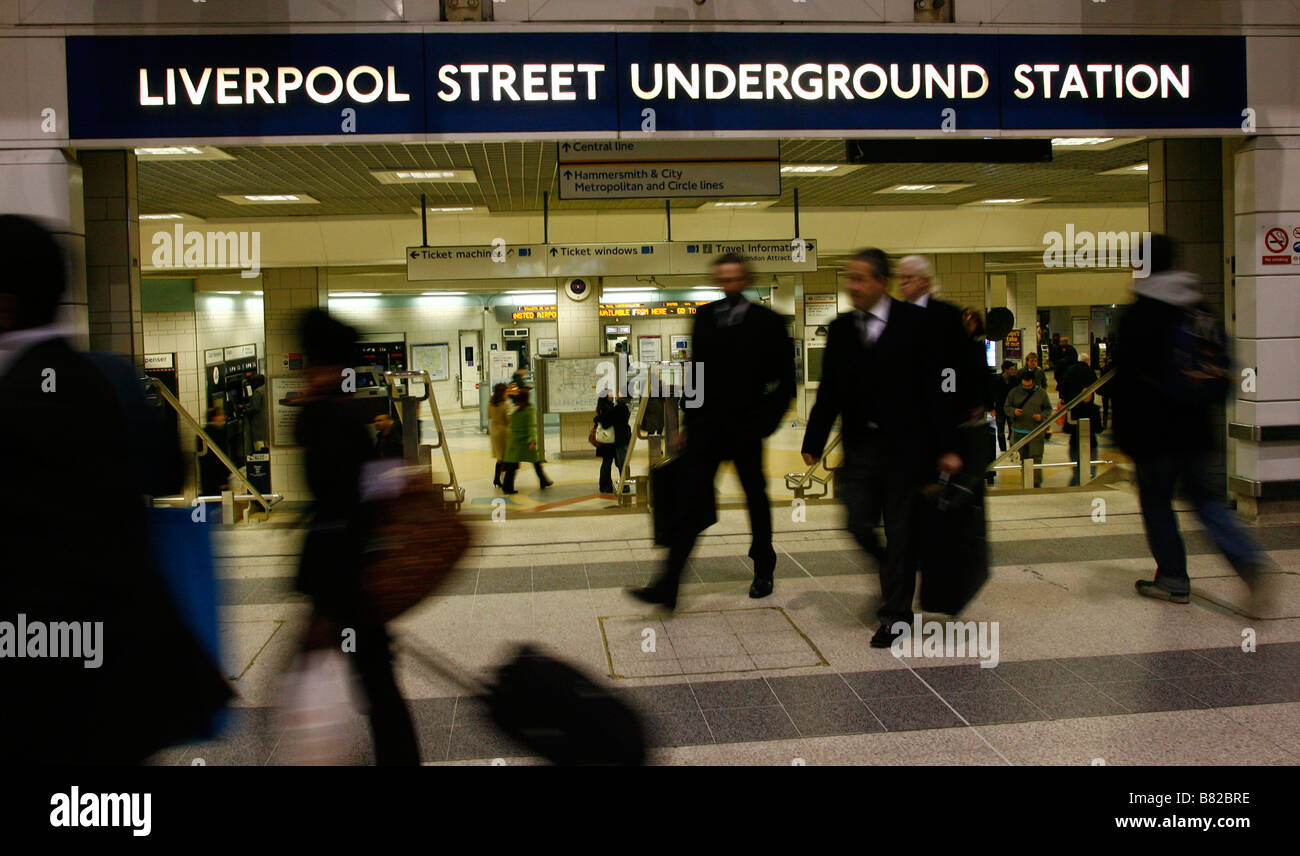 Commuters pass through Liverpool Street Underground Station, Liverpool ...