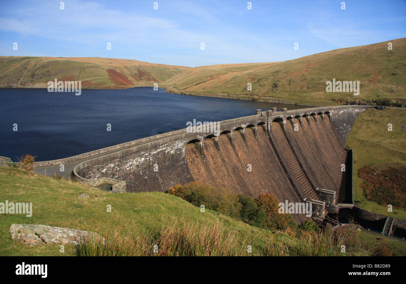 Claerwen reservoir dam in the Elan valley, Elan,near Rhayader; mid ...