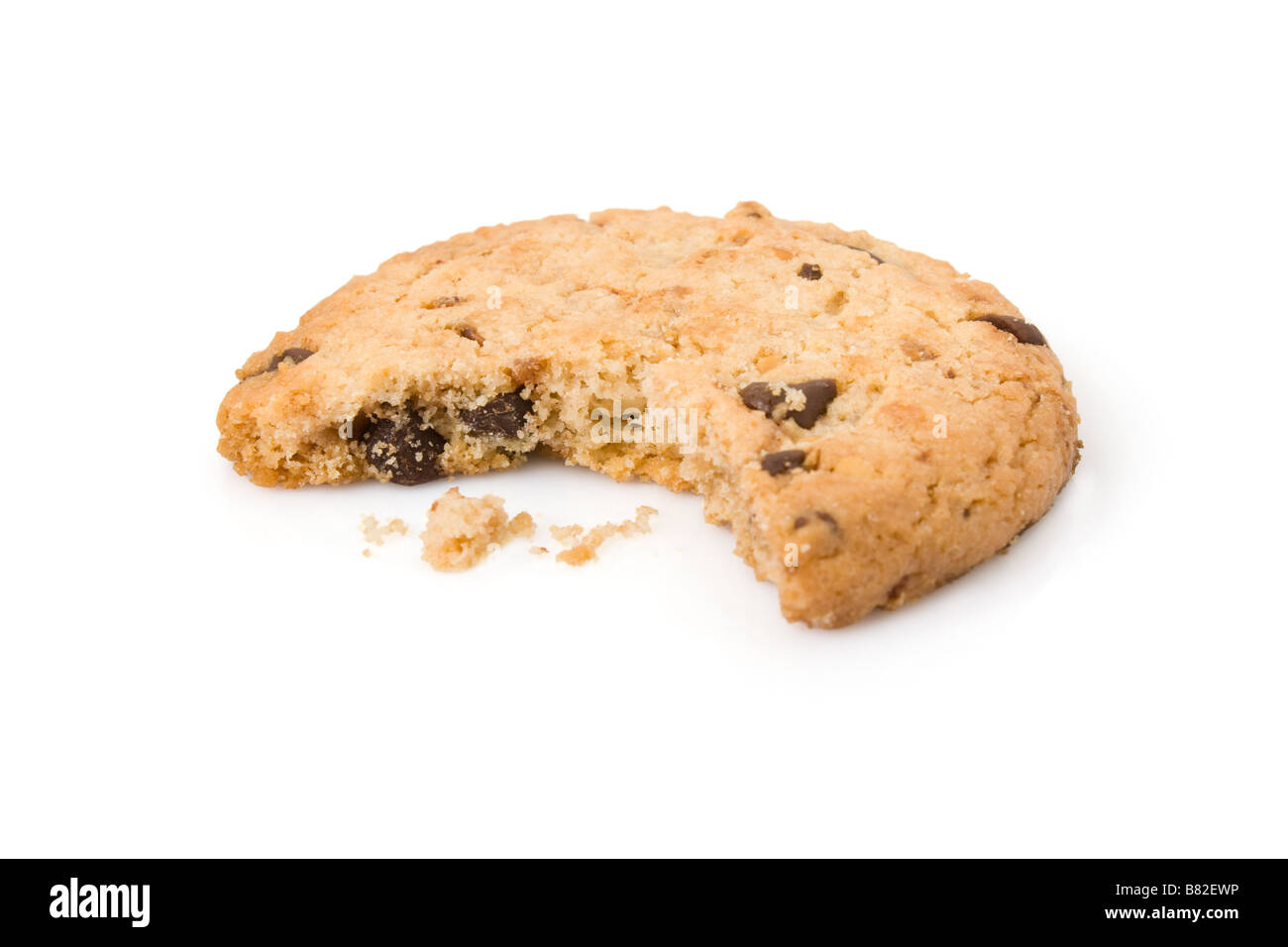Bitten chocolate chip cookie isolated on white background Stock Photo ...