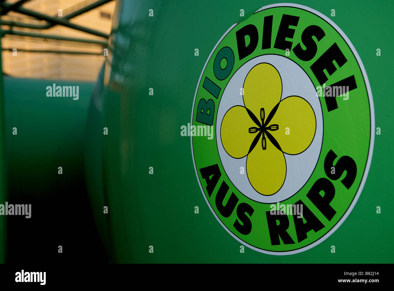 Biodiesel tank containing diesel produced from oil seed rape, Wagenfeld ...