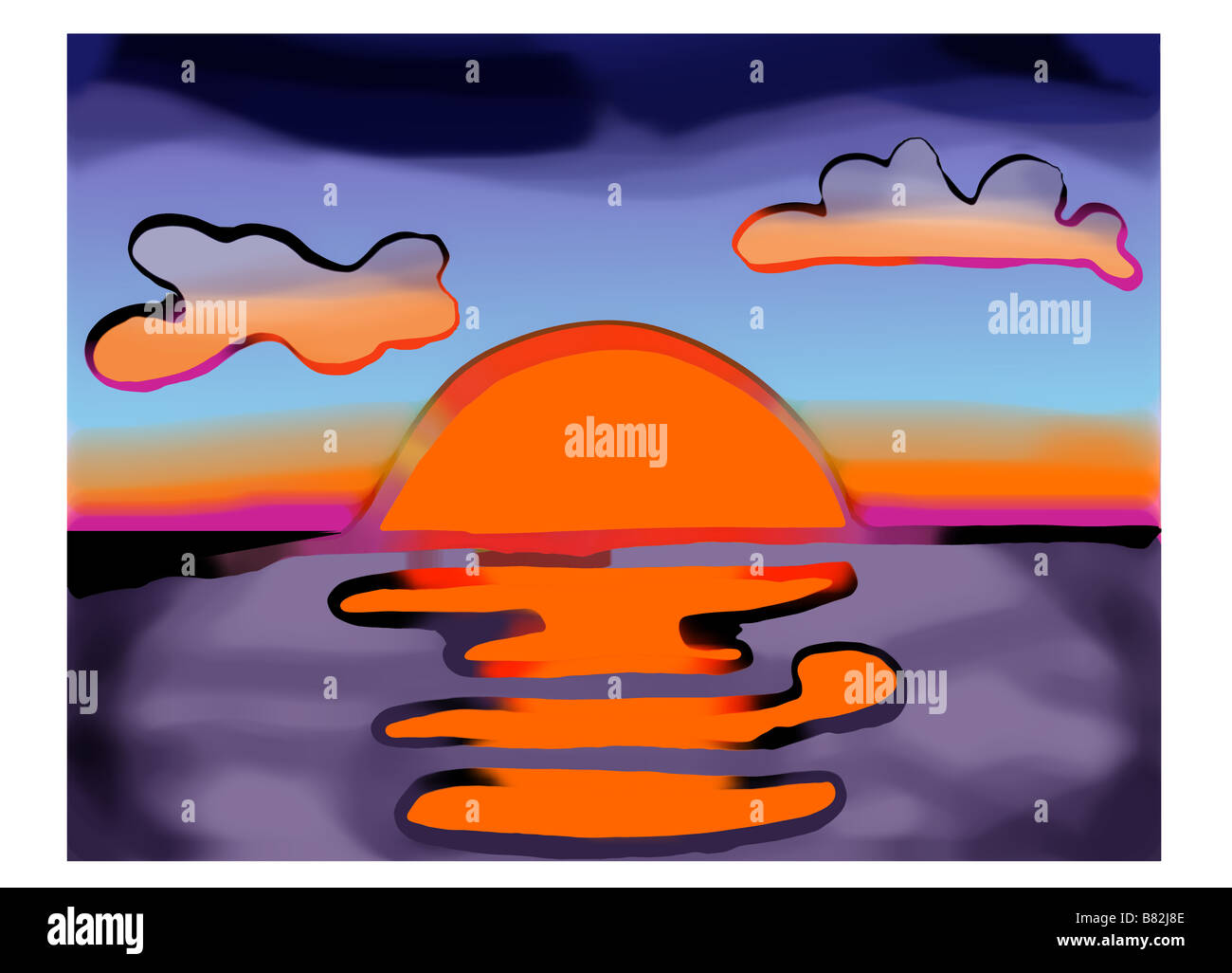 Illustration of a sunset Stock Photo - Alamy