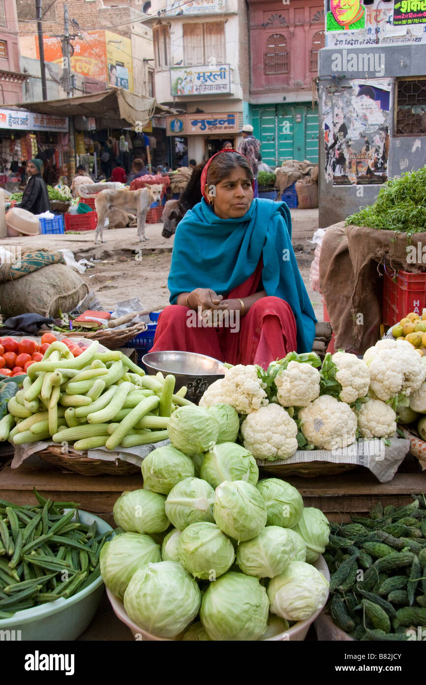 Woman sells vegetables Bazaar Bikaner Rajasthan India Stock Photo - Alamy