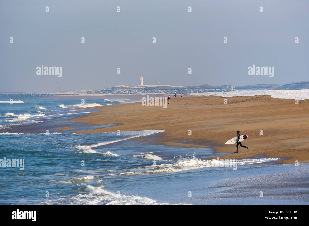 Anglet beach under snow Pays Basque France Stock Photo - Alamy