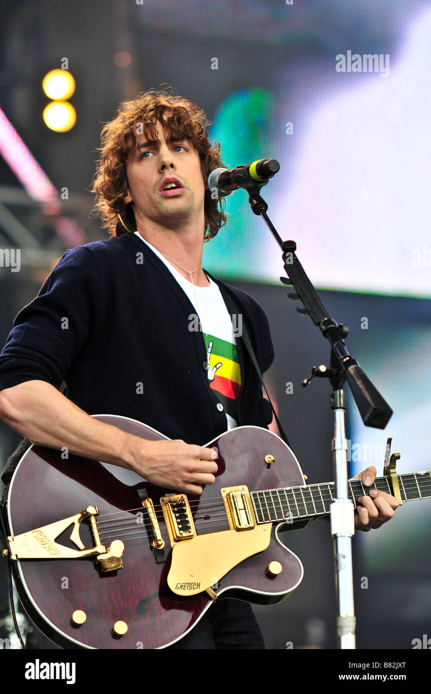 Johnny Borrell of Razorlight performing on stage in London, UK Stock ...