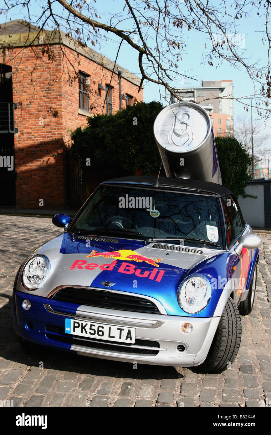 Red bull mini car Stock Photo - Alamy