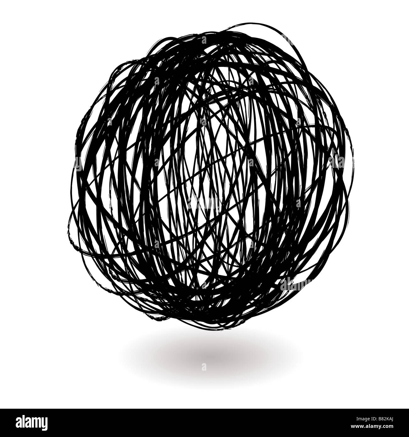 scribble ball icon circle with a drop shadow Stock Photo - Alamy