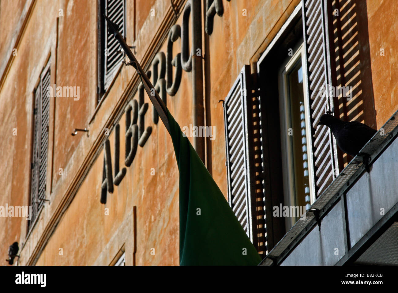 Crow bird sitting on rail ledge right in front of Pantheon, Rome,Italy ...