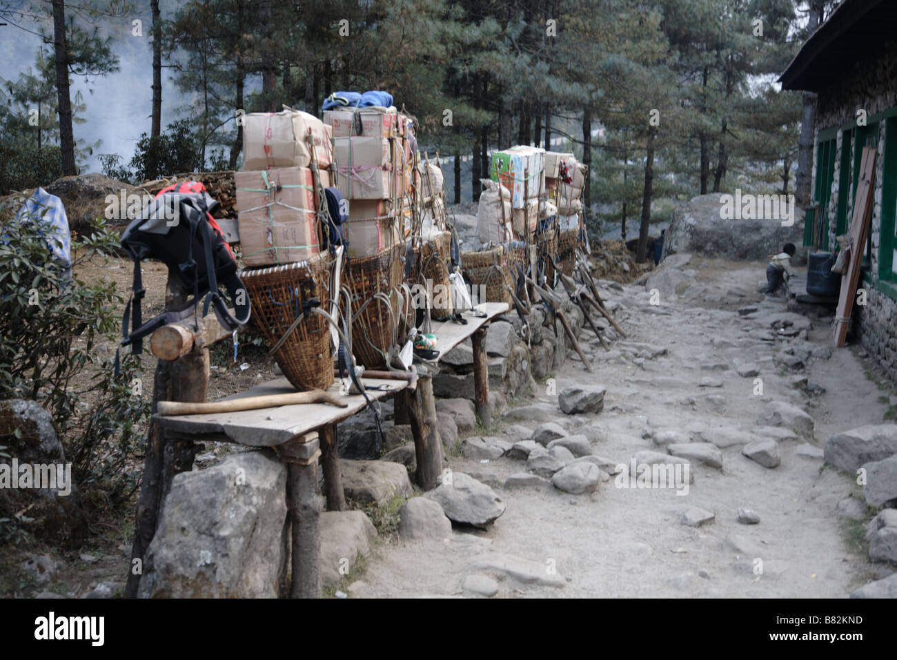 Porter loads in Nepal Stock Photo - Alamy