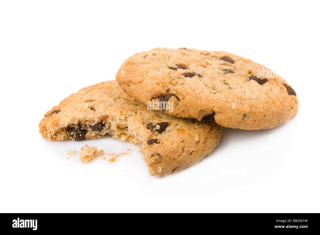 Bitten chocolate chip cookies isolated on white background Stock Photo ... Bitten chocolate chip cookies isolated on white background Stock Photo ...
