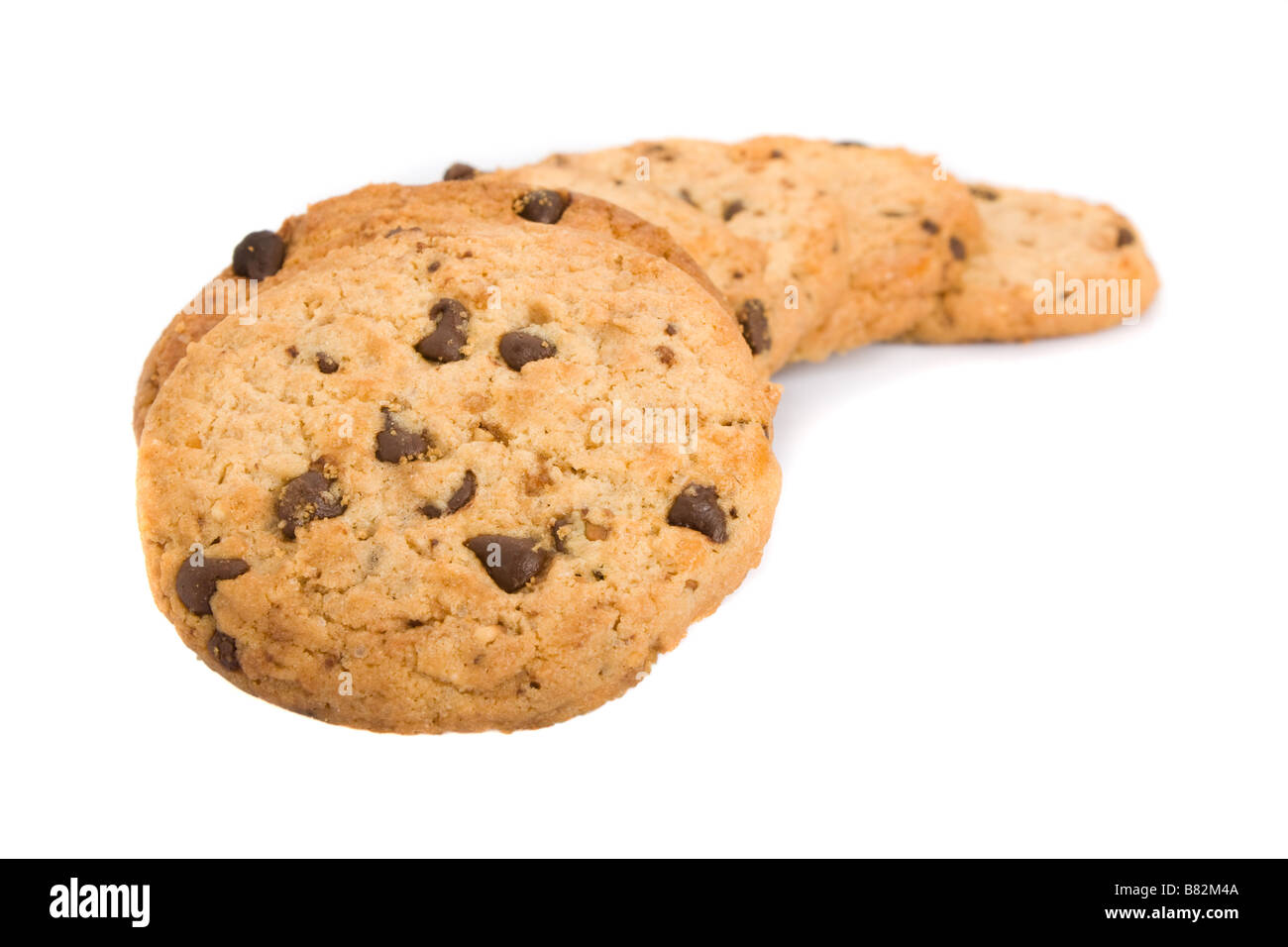 Pile of chocolate chip cookies isolated on white background Stock Photo ...