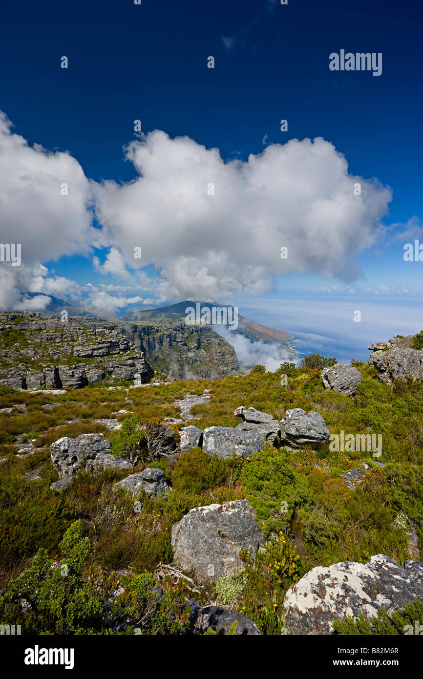 scenic view looking down from the top of table mountain towards The ...