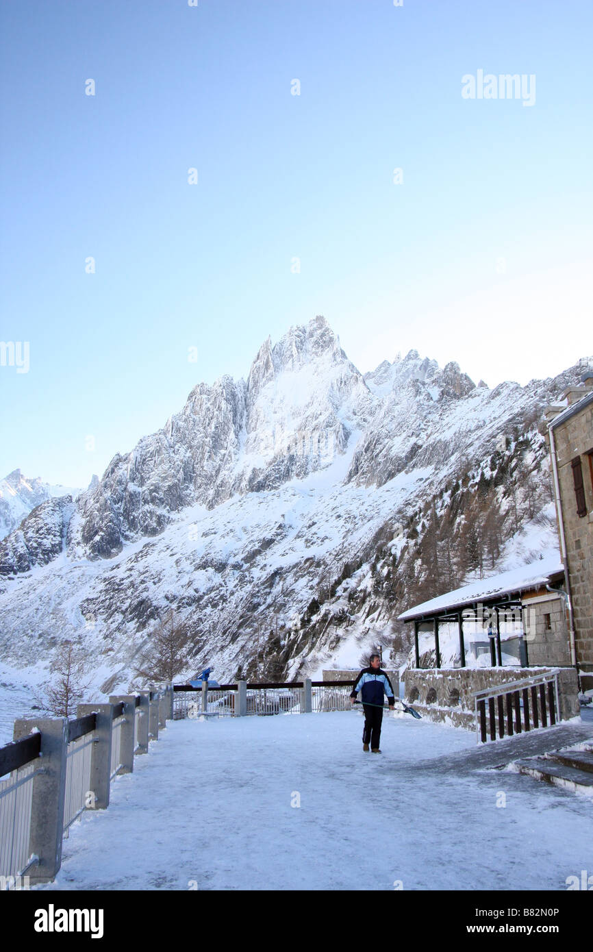 View of the Alps tops from the station of Montenvers Stock Photo - Alamy