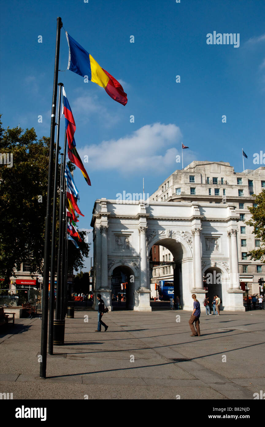 Flags by Marble Arch in London Stock Photo - Alamy