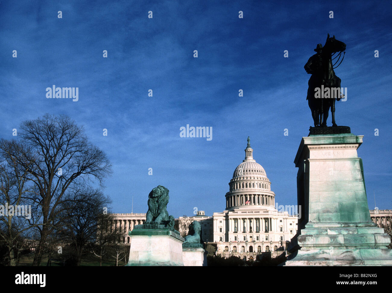 The Capitol Building in Washington DC with surrounding Art Bronze ...