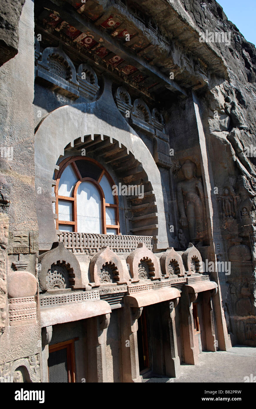 Ajanta Cave 9, Chaitya Facade, Ajanta Caves, Maharashtra, India Stock ...