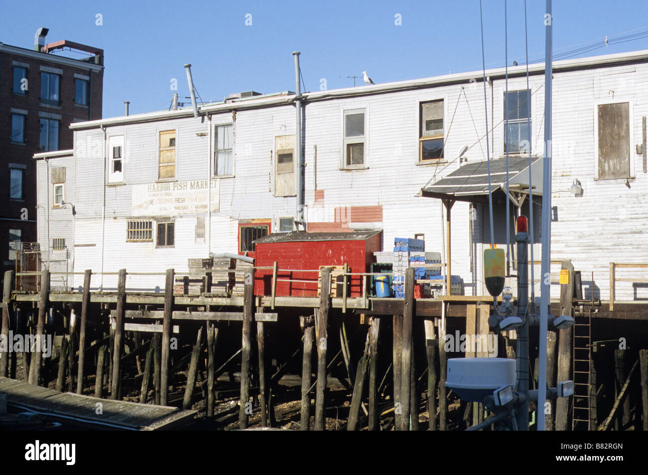 Portland, Maine, USA. Buildings on Custom House Wharf seen from ...