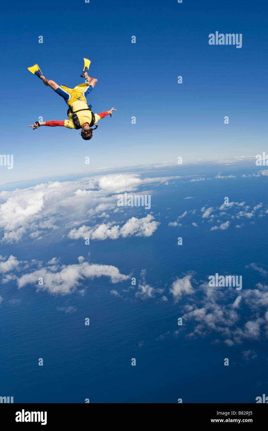 Scuba diver is flying in the sky with mask hi-res stock photography and ...