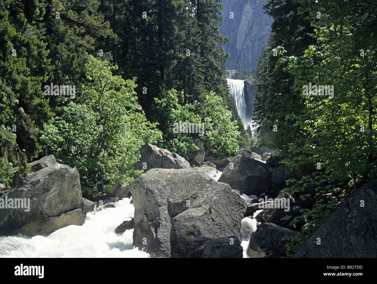 Yosemite National Park, California, USA, Merced River and Vernal Falls ...