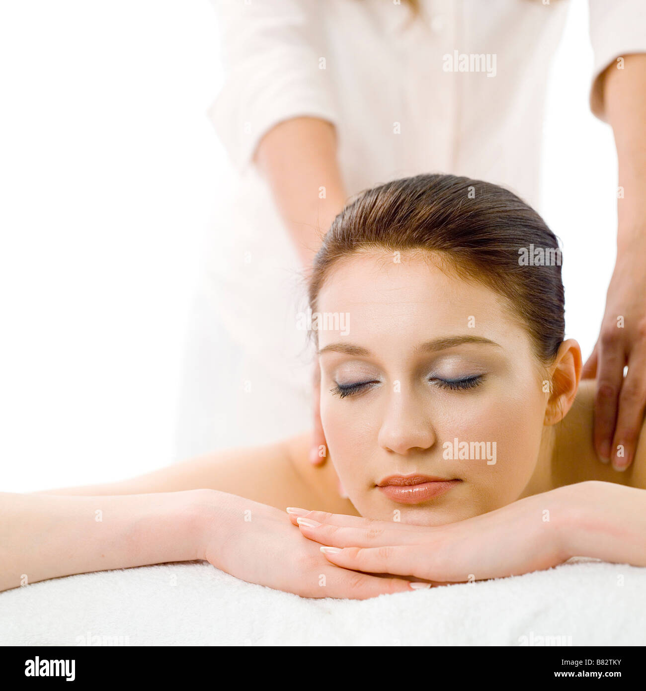 Young Woman Relaxing Having A Massage In The Bedroom Eyes Closed Head