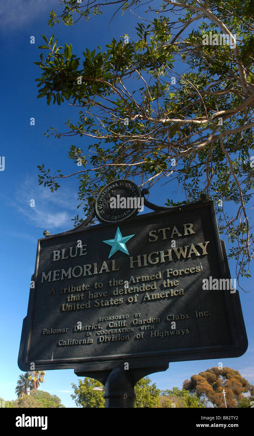 Blue Star Memorial Highway sign, along Interstate-5 in California Stock ...