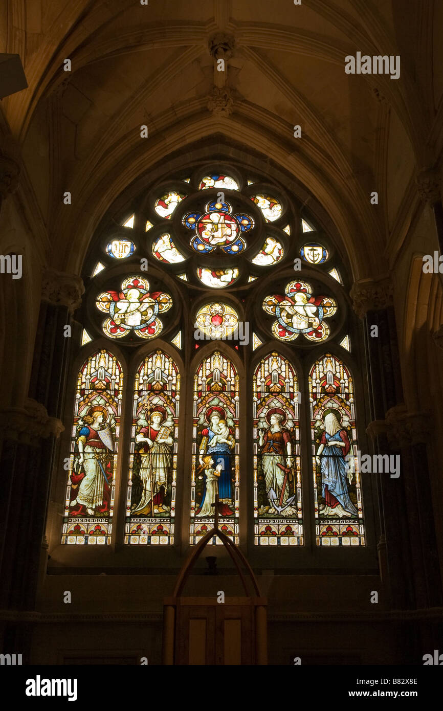 Gothic Stained Glass. A magnificent stained glass window in the small ...