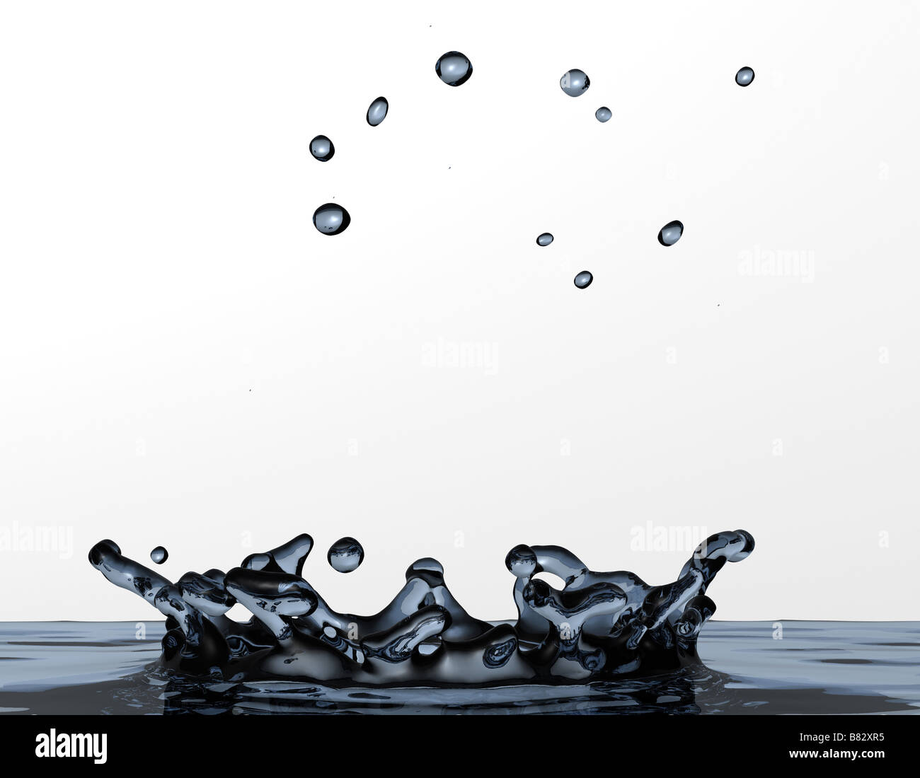 3D image of a waterdrop produced a splash crown effect Stock Photo - Alamy