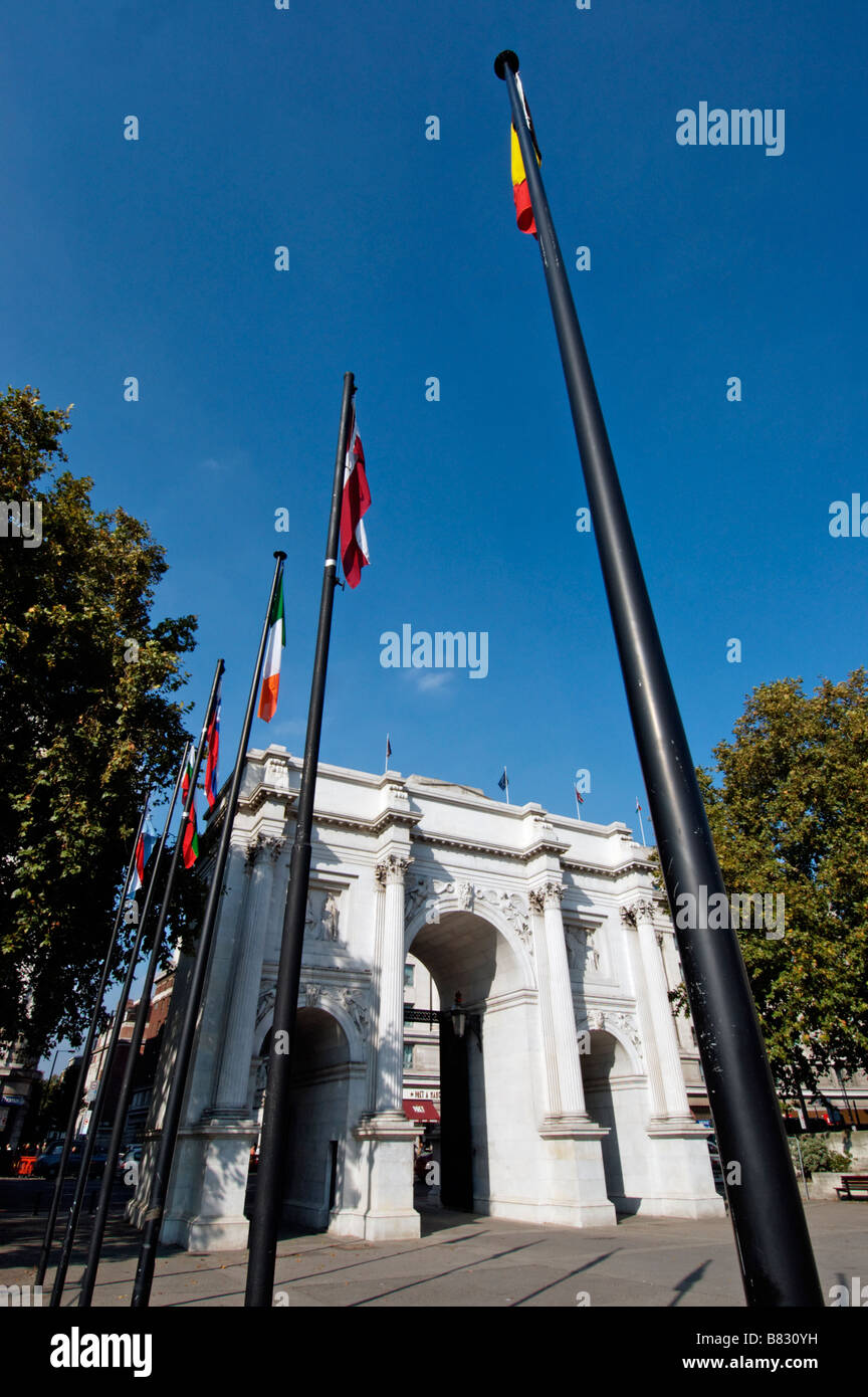 Flags by Marble Arch in London Stock Photo - Alamy