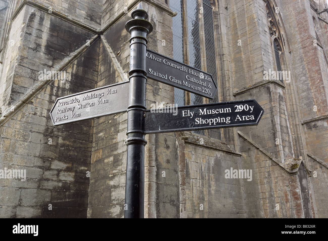 A tourist sign in Ely pointing to Oliver Cromwells House and Ely Museum ...