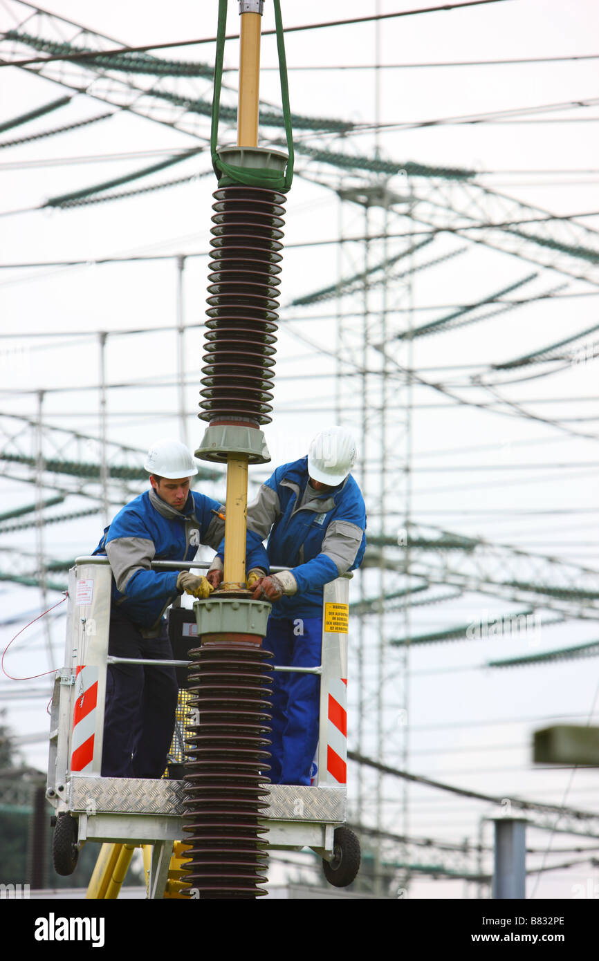 Electricity maintenance work in a transformer station ELE Energy ...