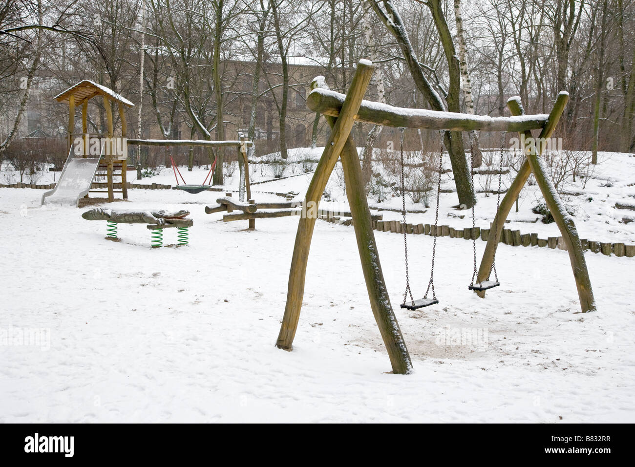 playground in winter scene Stock Photo - Alamy