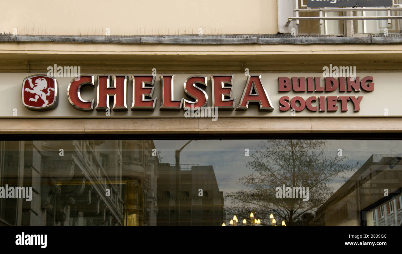 A shop sign above the Chelsea Building Society branch near Hanover ...