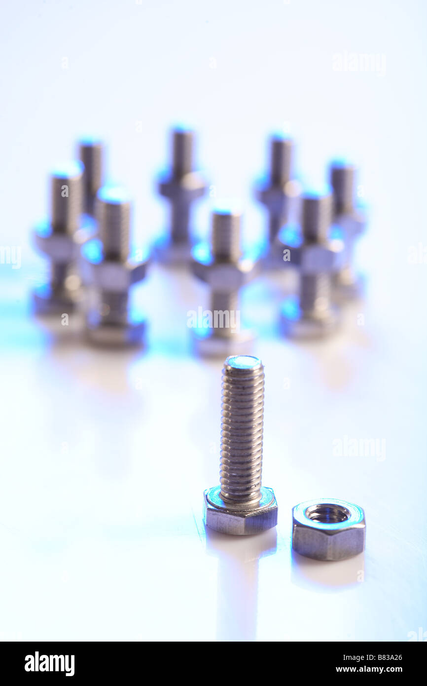 Front view of screw and nut Stock Photo - Alamy