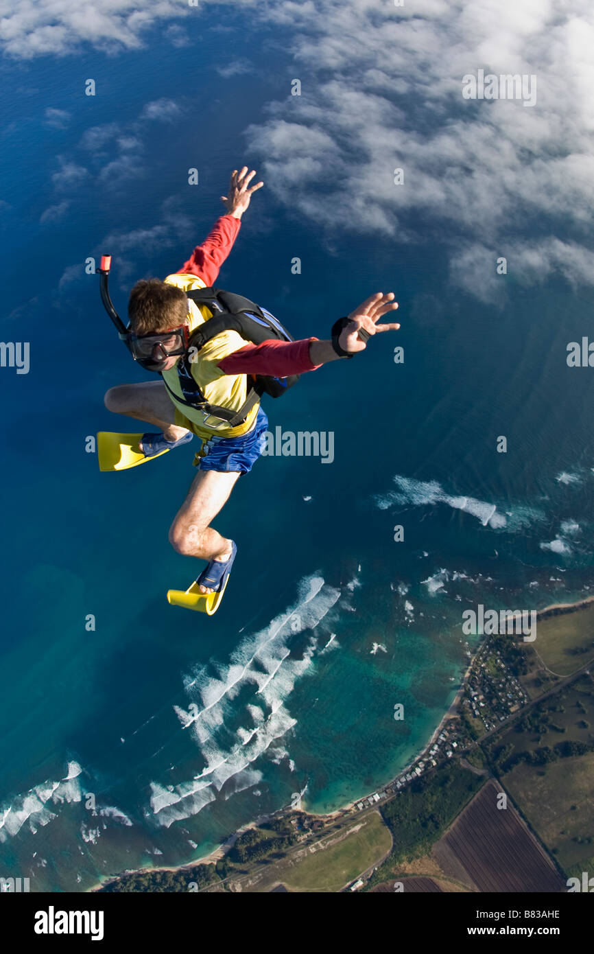Scuba diver is flying in the sky with mask hi-res stock photography and ...