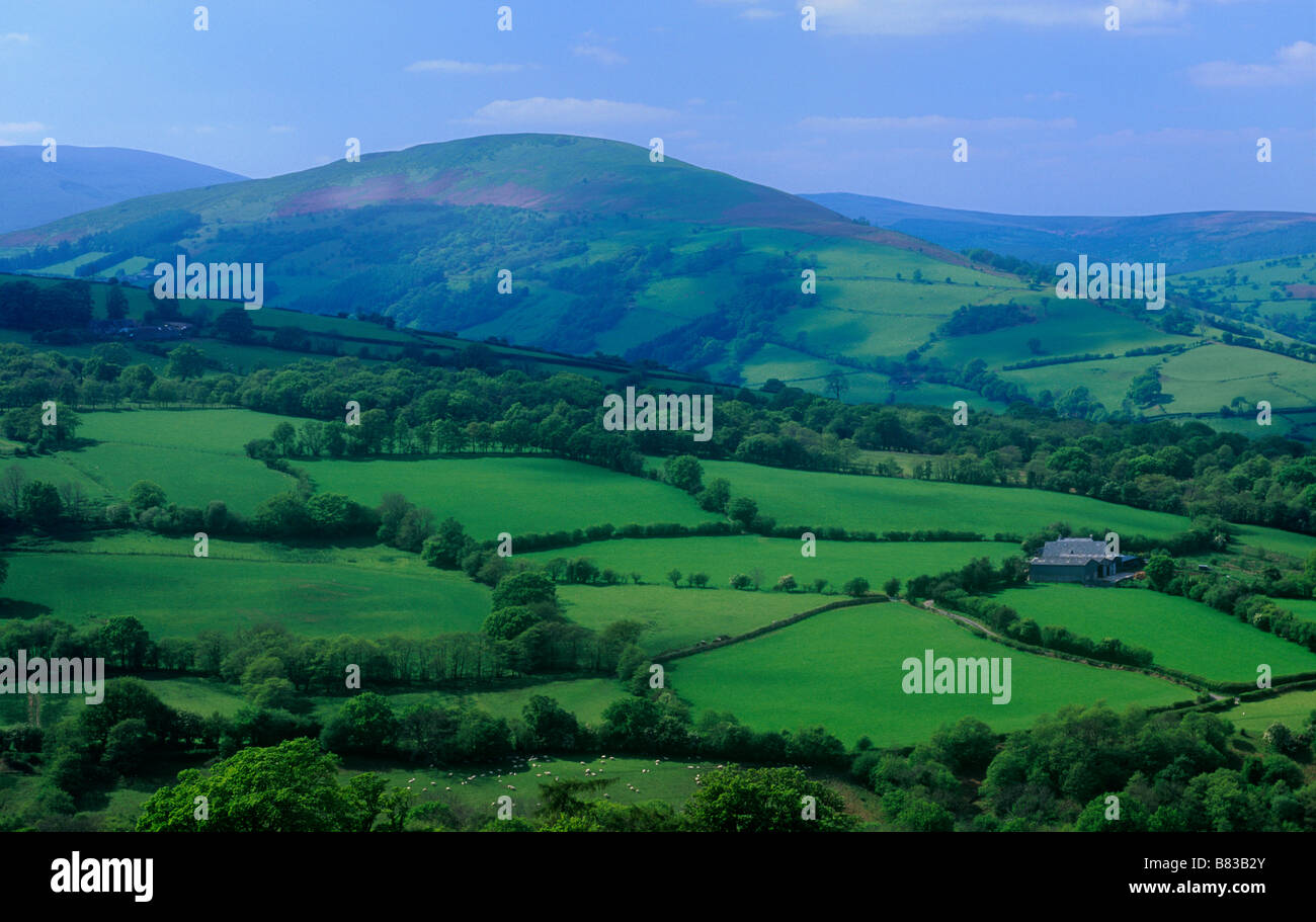 Overview welsh hills scenic farming field pattern agriculture travel ...