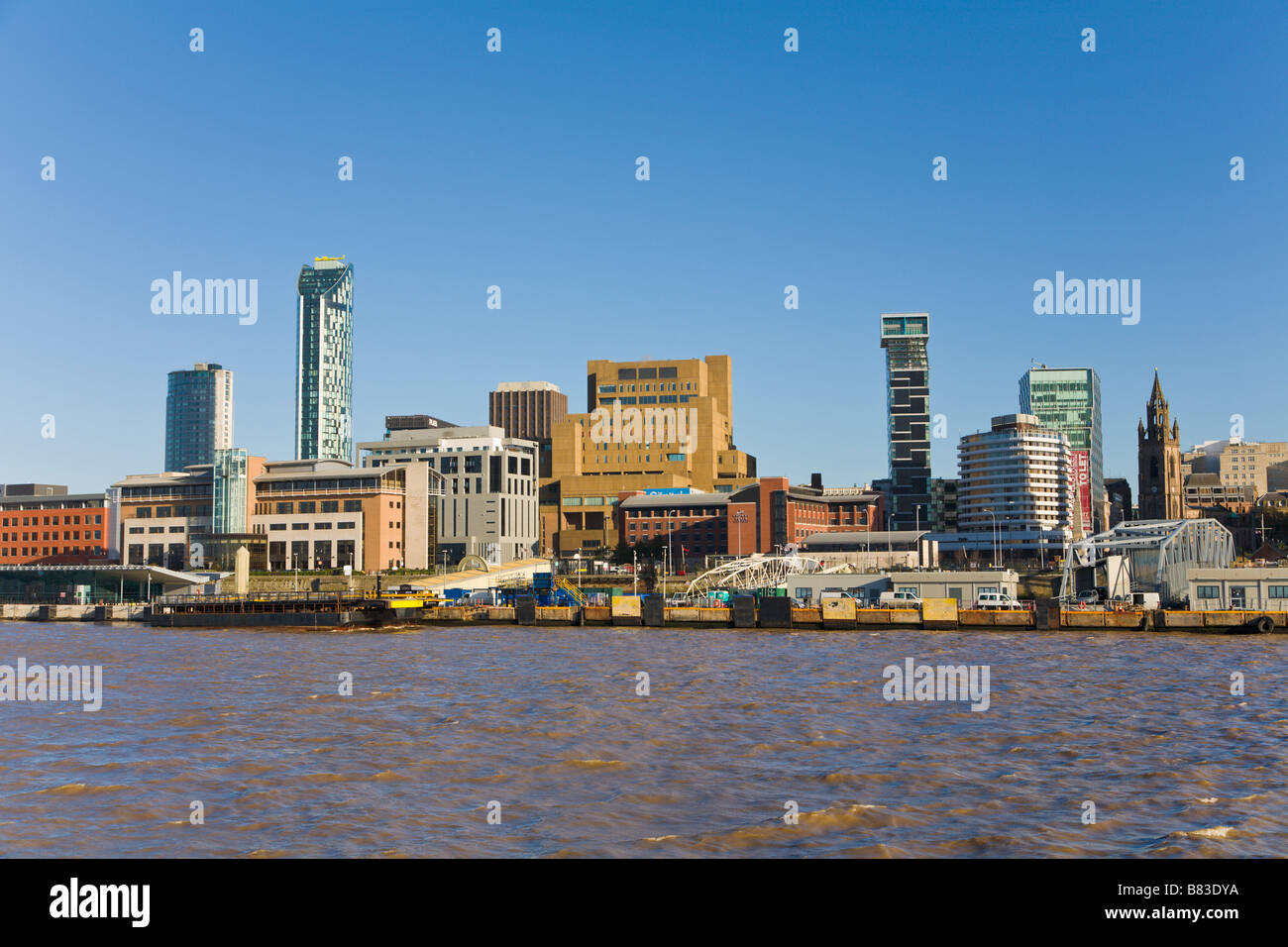 Skyline and River Mersey, Liverpool, Merseyside, England Stock Photo ...
