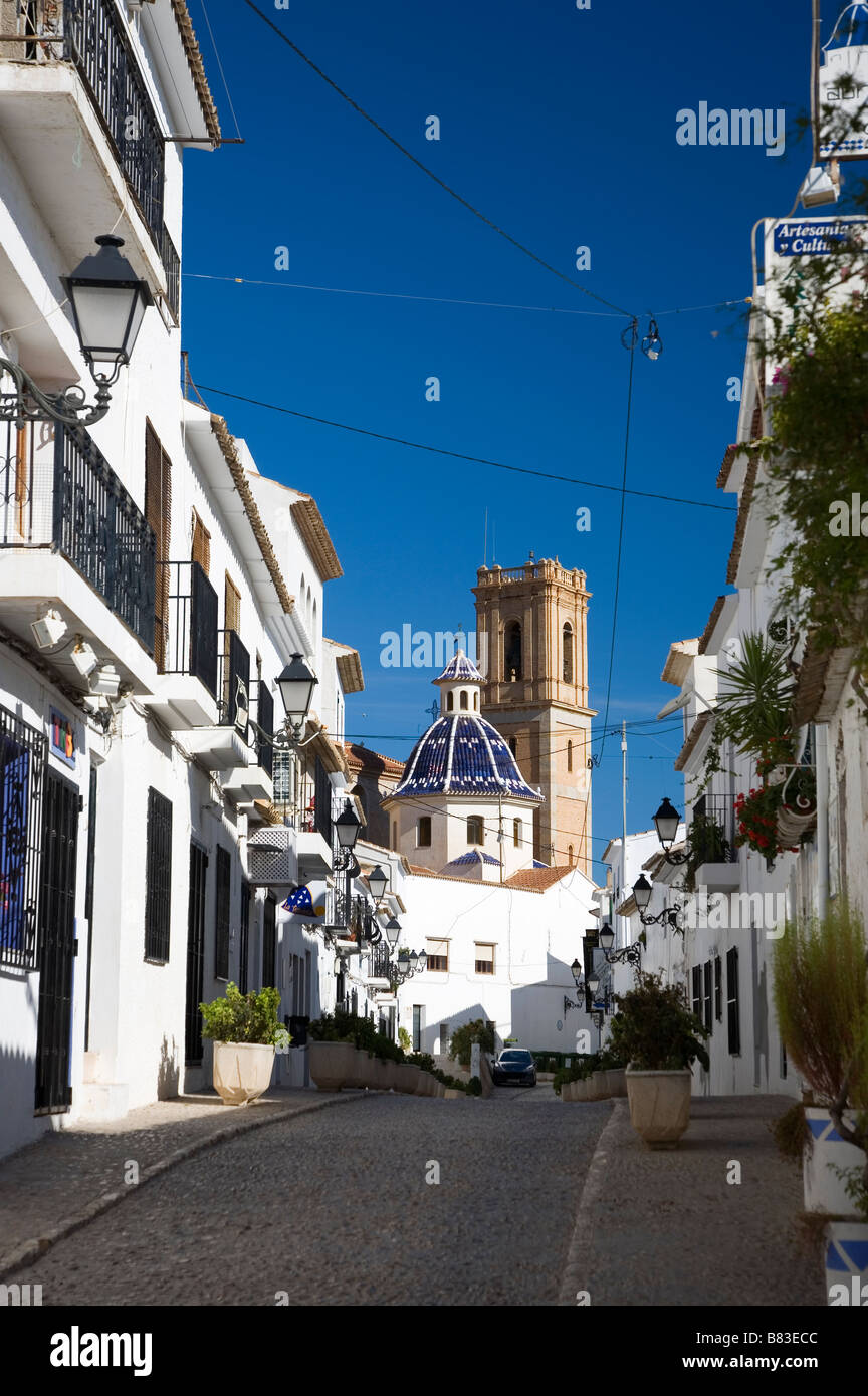 Altea street scene in old town, Alicante, Spain, Europe Stock Photo - Alamy