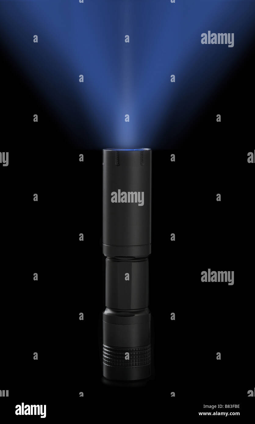 flashlight A stylish metal lantern with blue light Stock Photo - Alamy