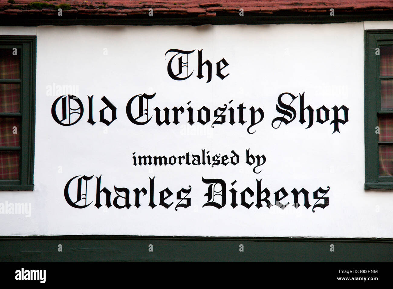 A sign above Charles Dicken's 'Old Curiosity Shop', Portsmouth Street ...