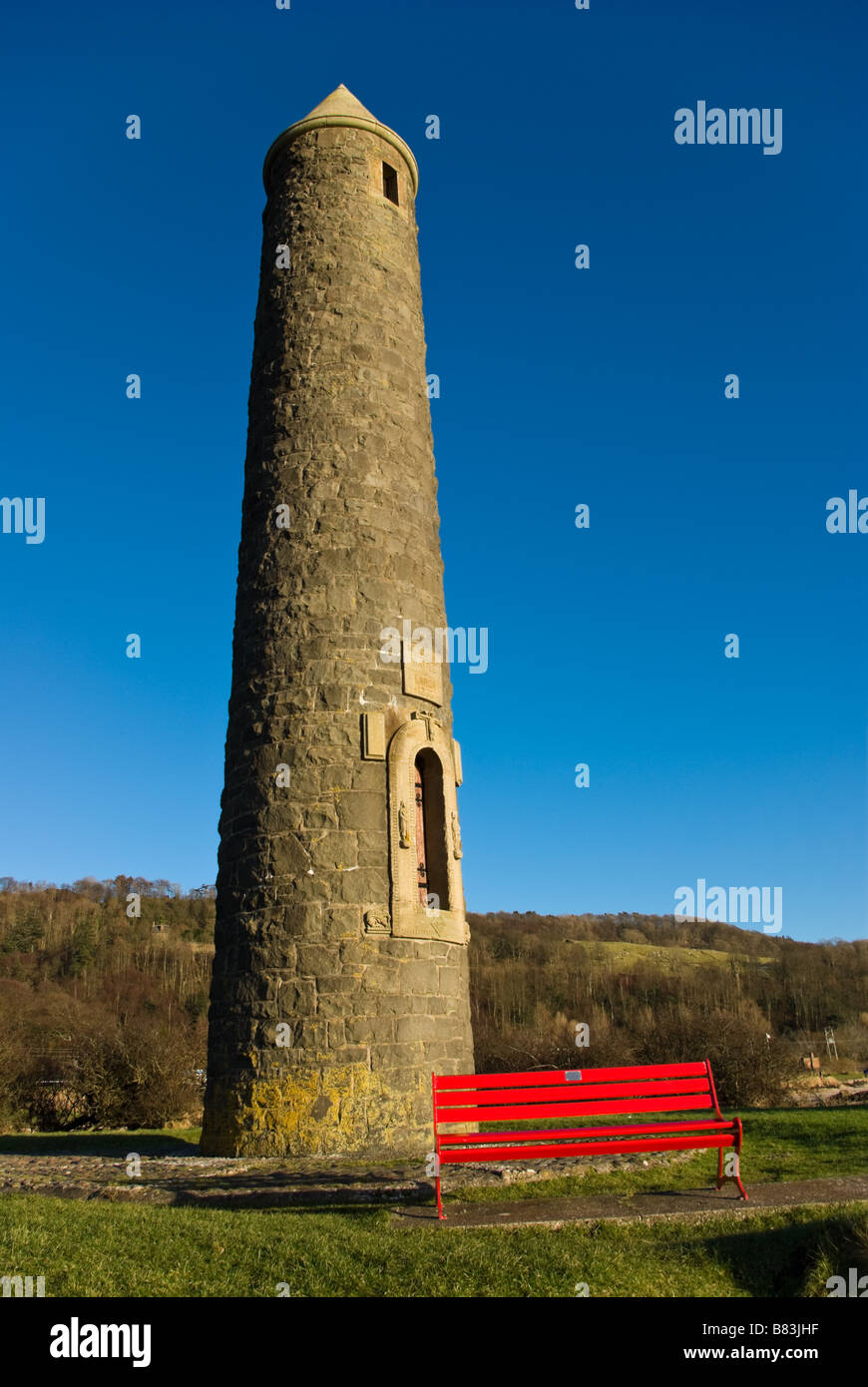 Pencil monument to Battle of Largs in holiday town of Largs on the ...