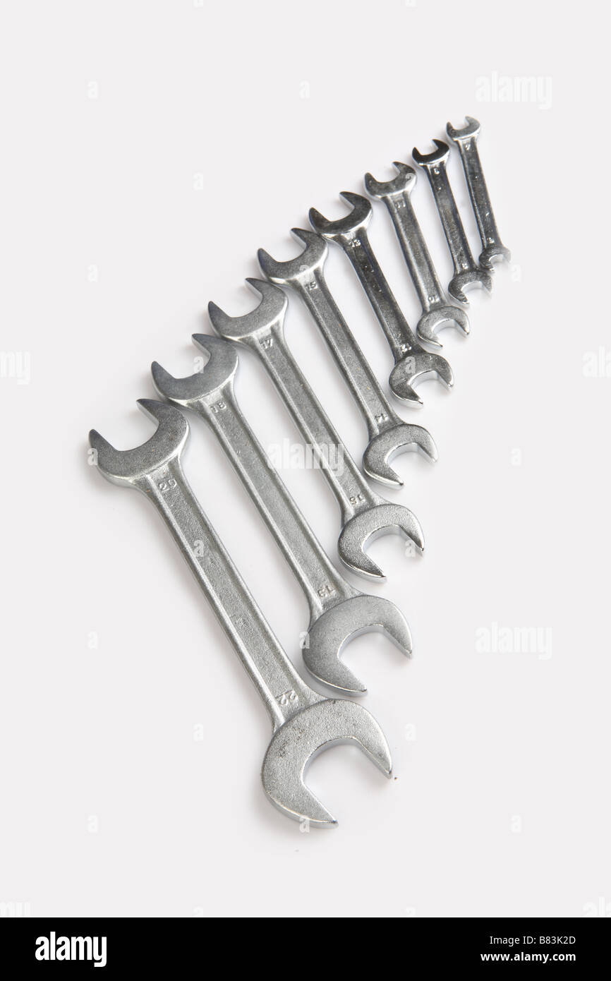 Spanners in a row Stock Photo - Alamy